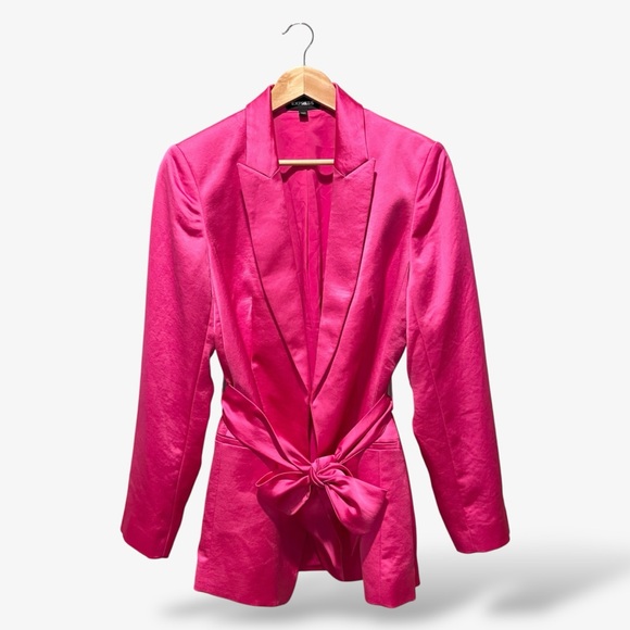 Express | Jackets & Coats | Express Pink Satin Blazer Size L Belted Tie ...